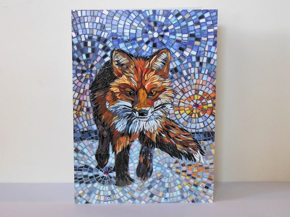 Paper Eco-Friendly Card for Him Homeward Bound Fox Card Fox Mosaic Art ...