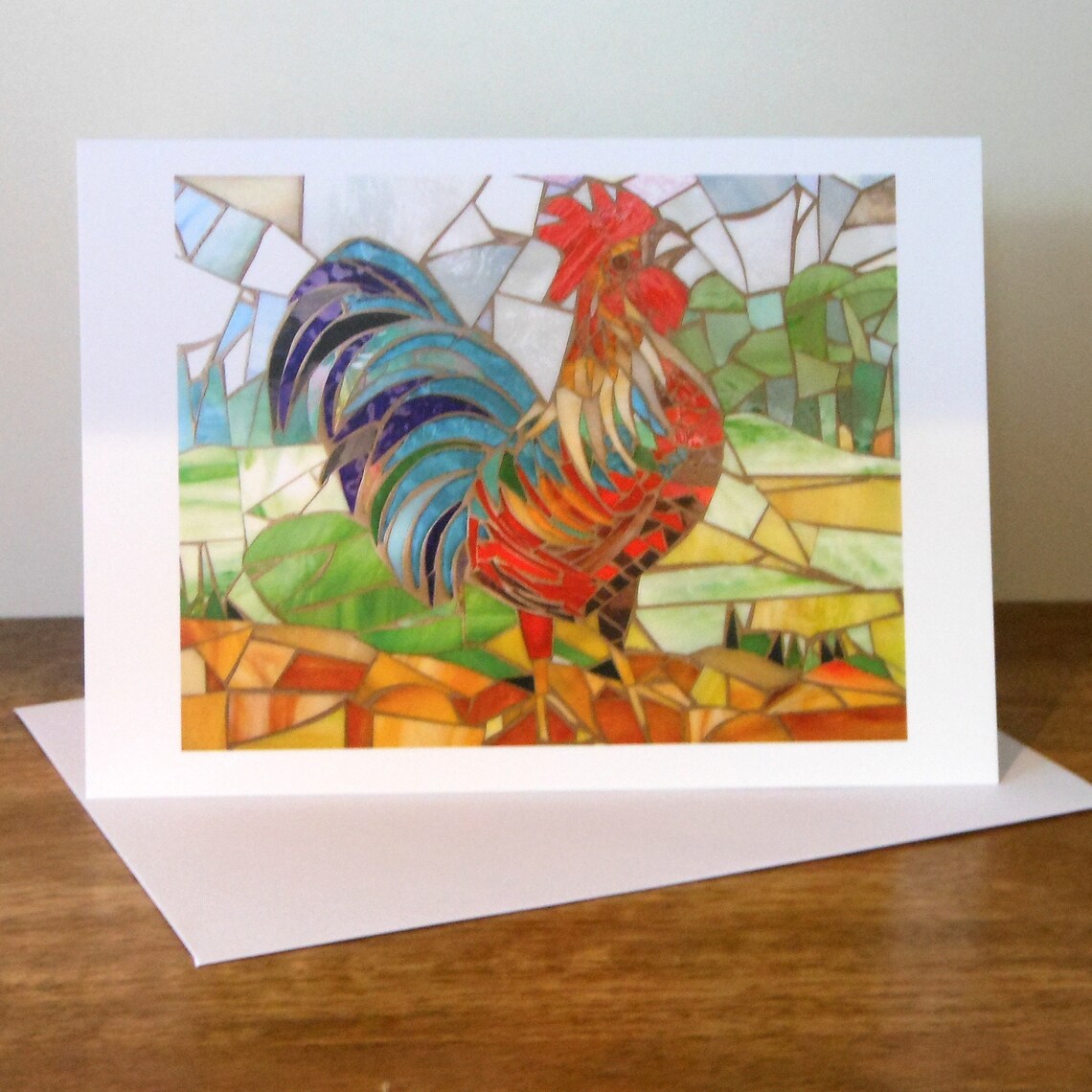 Cockerel Card Eco-friendly Card Rooster Card Mosaic Art - Etsy