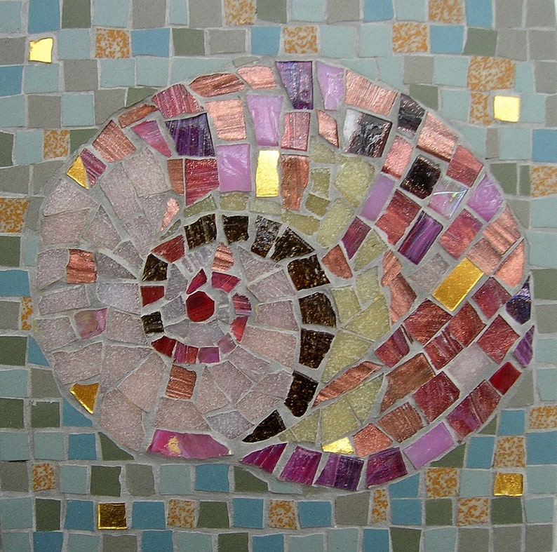 Pink Snail Card From Original Mosaic Art - Snail Shell Card - Seashell ...