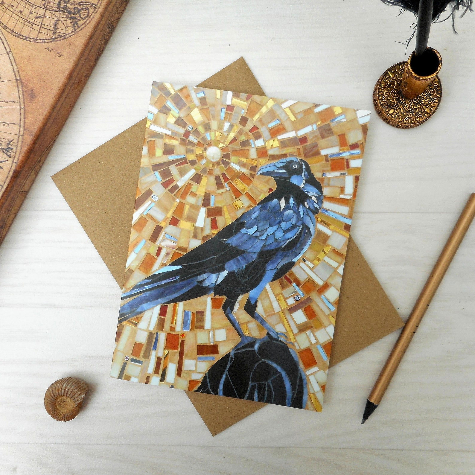 Crow Card - Crow Mosaic Art Card - Eco Friendly Card - Raven Card ...