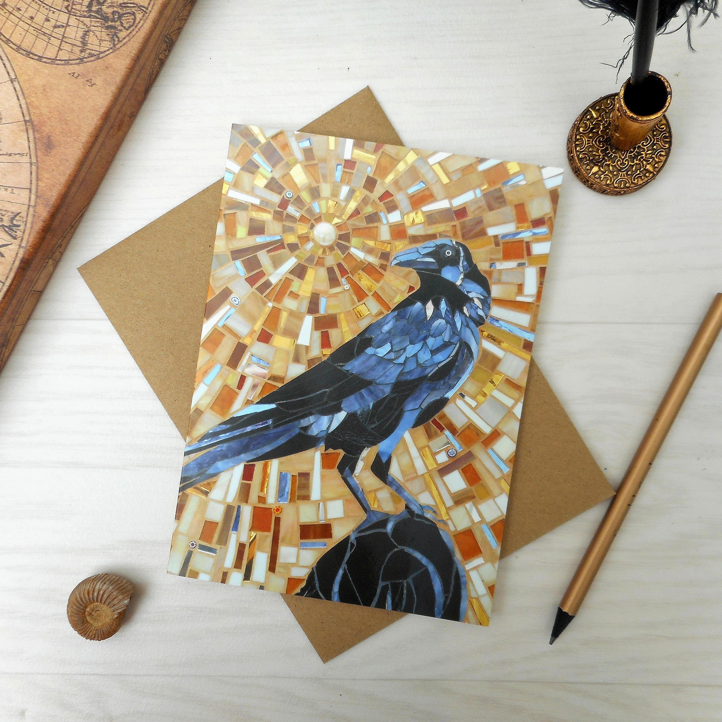 Crow Card - Crow Mosaic Art Card - Eco Friendly Card - Raven Card ...