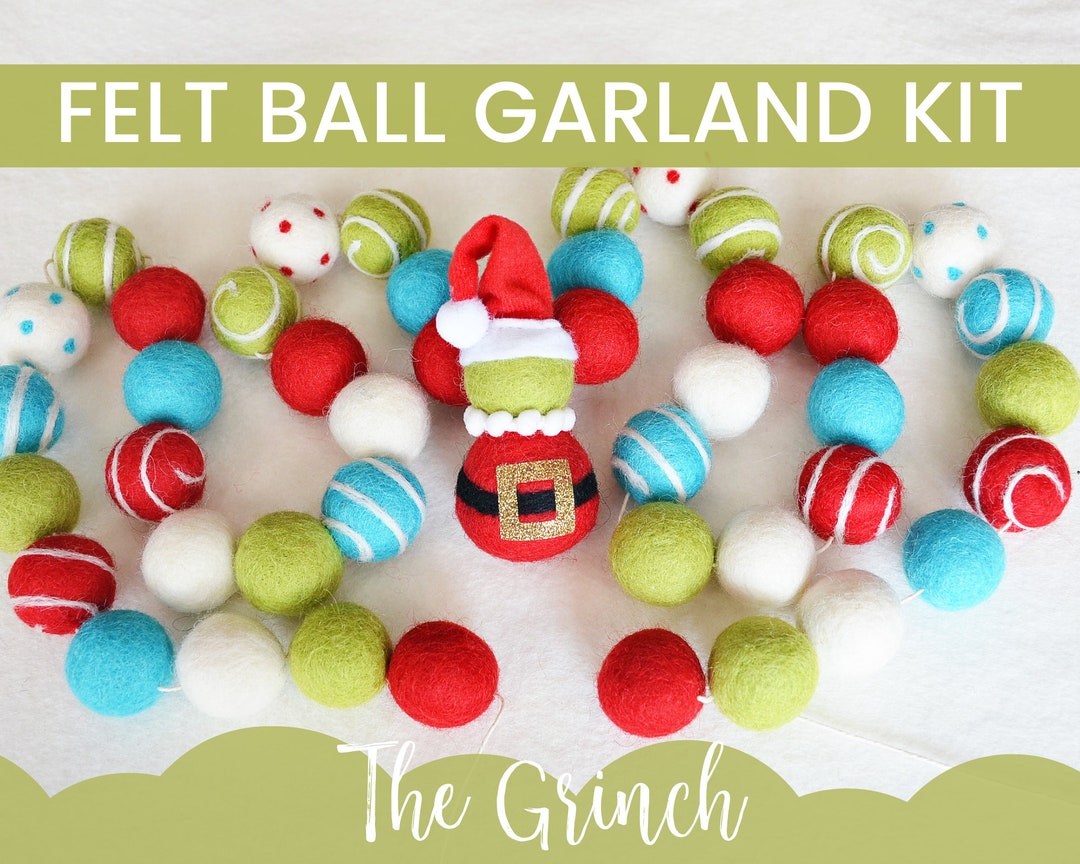 Christmas Make Your Own Garland Kit, THE GRINCH DIY Garland Kit, Pom ...