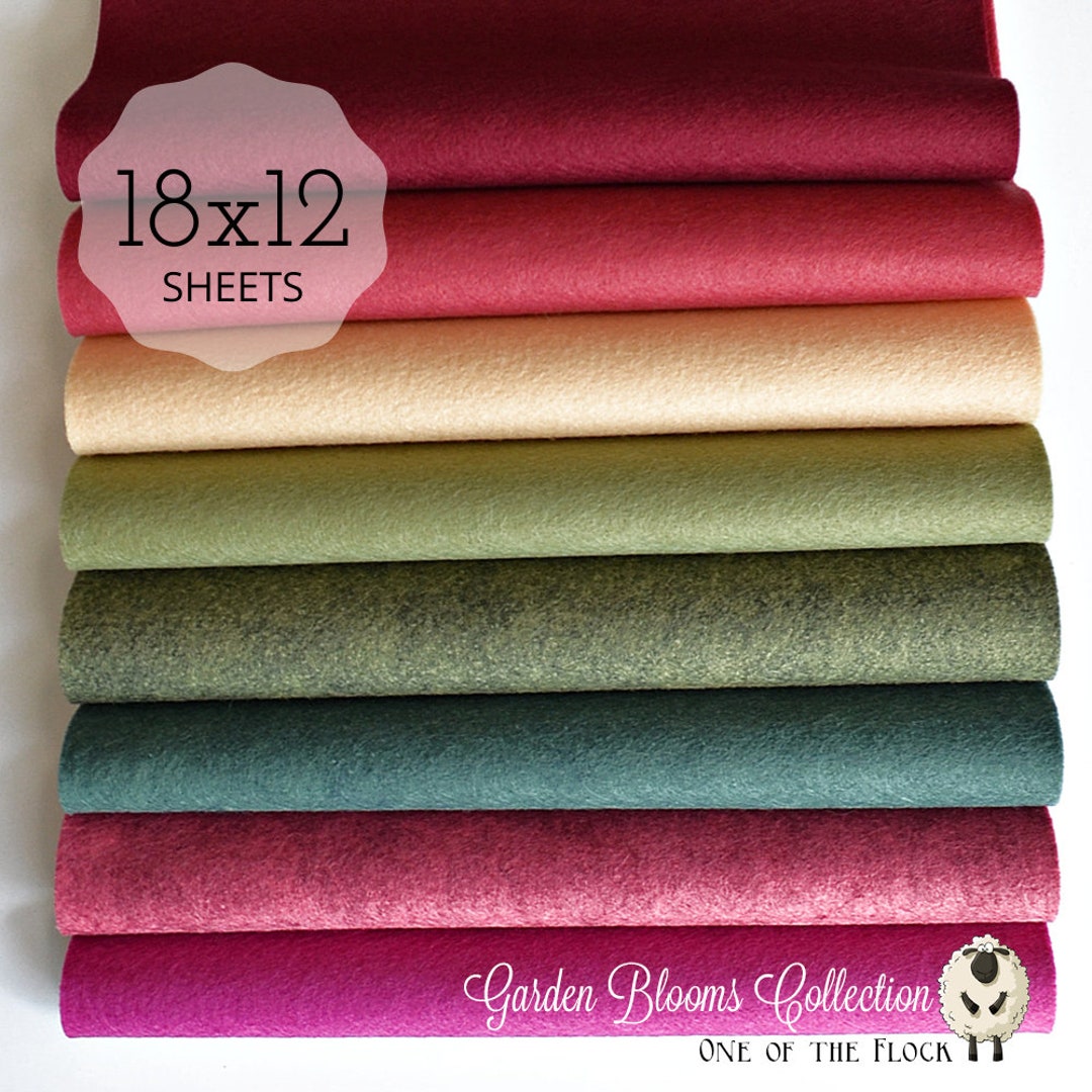 GARDEN BLOOMS Felt Collection, Wool Blend Felt, Wool Felt Sheets, Wool ...