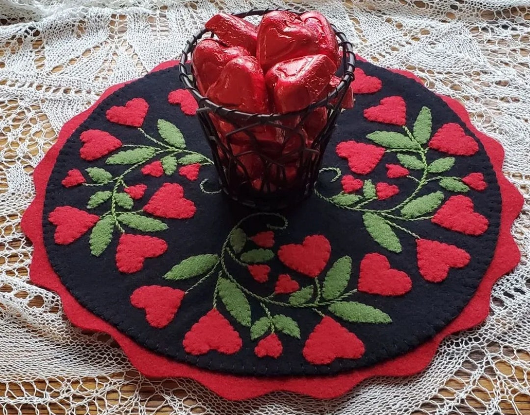 BLOOMING HEARTS All Inclusive Candle Mat, Embroidery, Diy Craft Kit ...