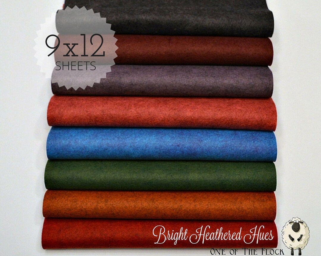 BRIGHT HEATHERED HUES, Wool Blend Felt, Wool Felt Sheets, Wool Felt ...