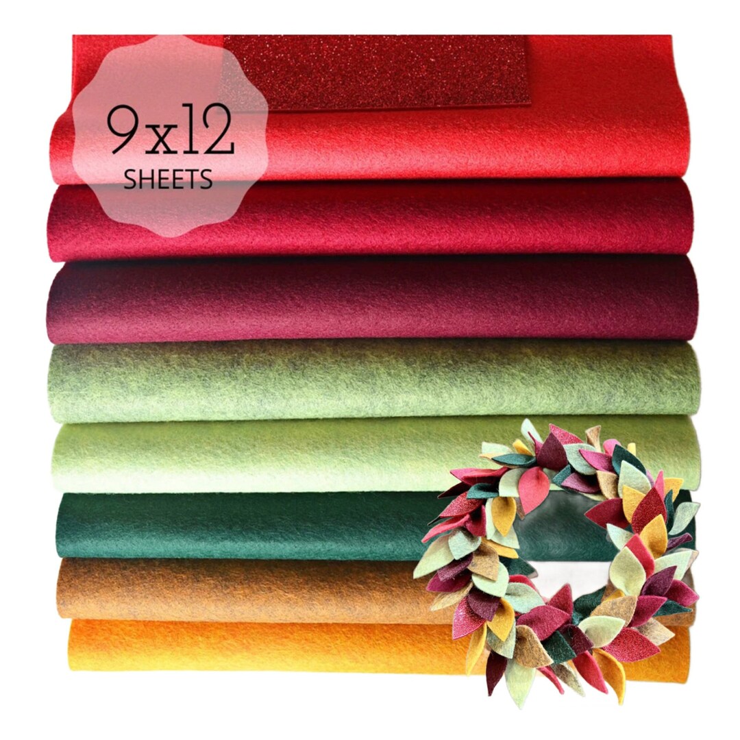 Assorted Colors Wool Felt Sheets, MISTLETOE Felt Collection, Wool Blend ...