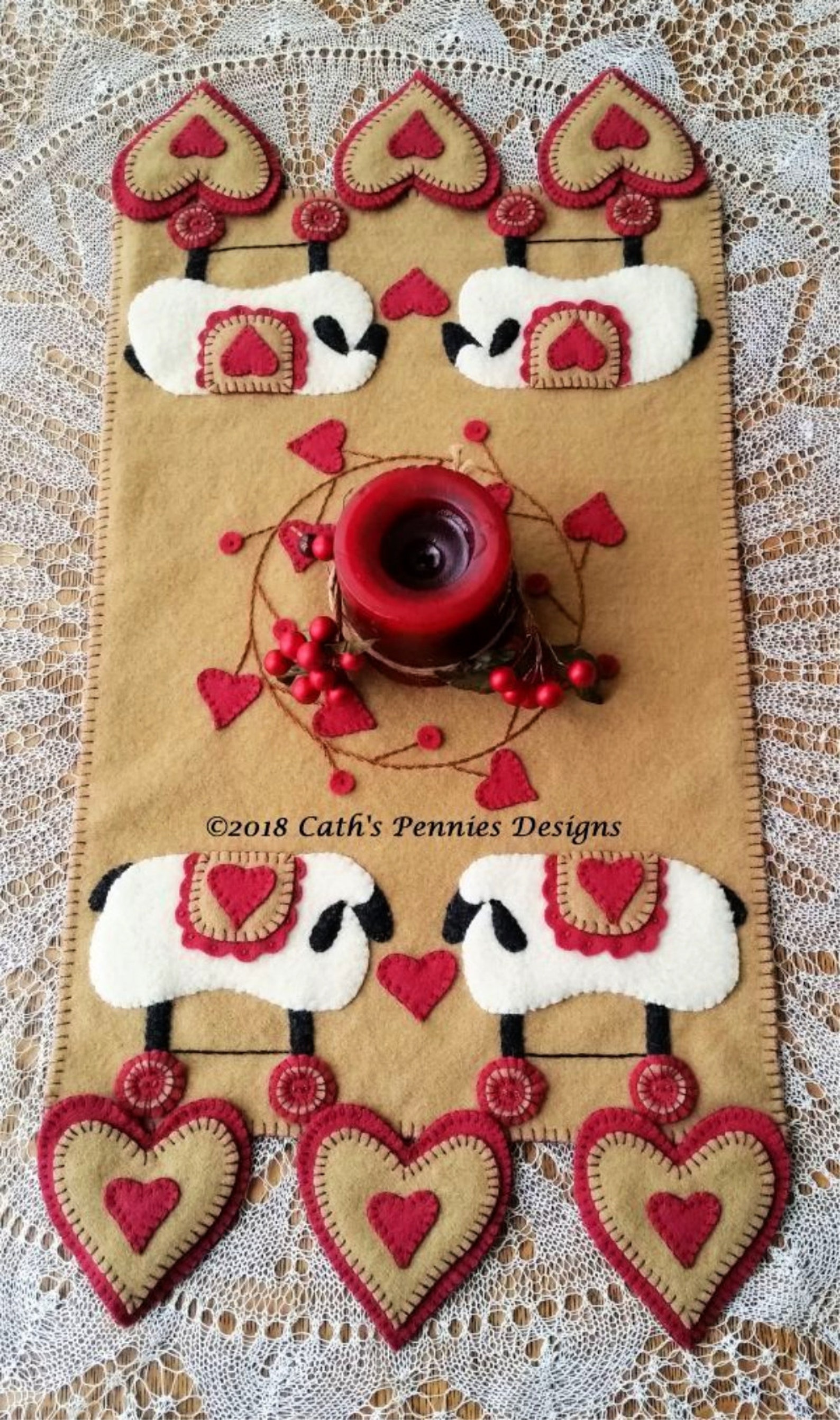 LOVE 4 EWES All Inclusive Wool Felt Table Runner Candle Mat | Etsy