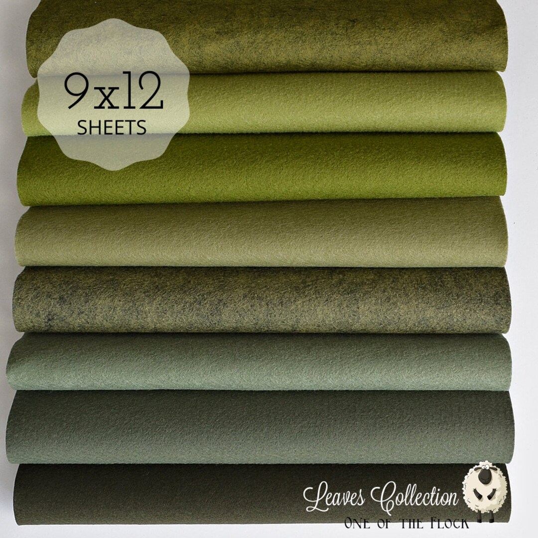 Assorted Colors Wool Felt Sheets, LEAVES Felt Collection, Wool Blend ...