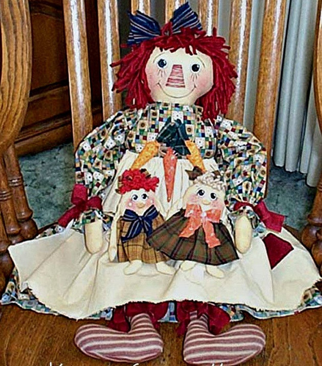 DIGITAL Rag Doll & Eggs Pattern, Primitive Cloth Doll Pattern, Easter ...
