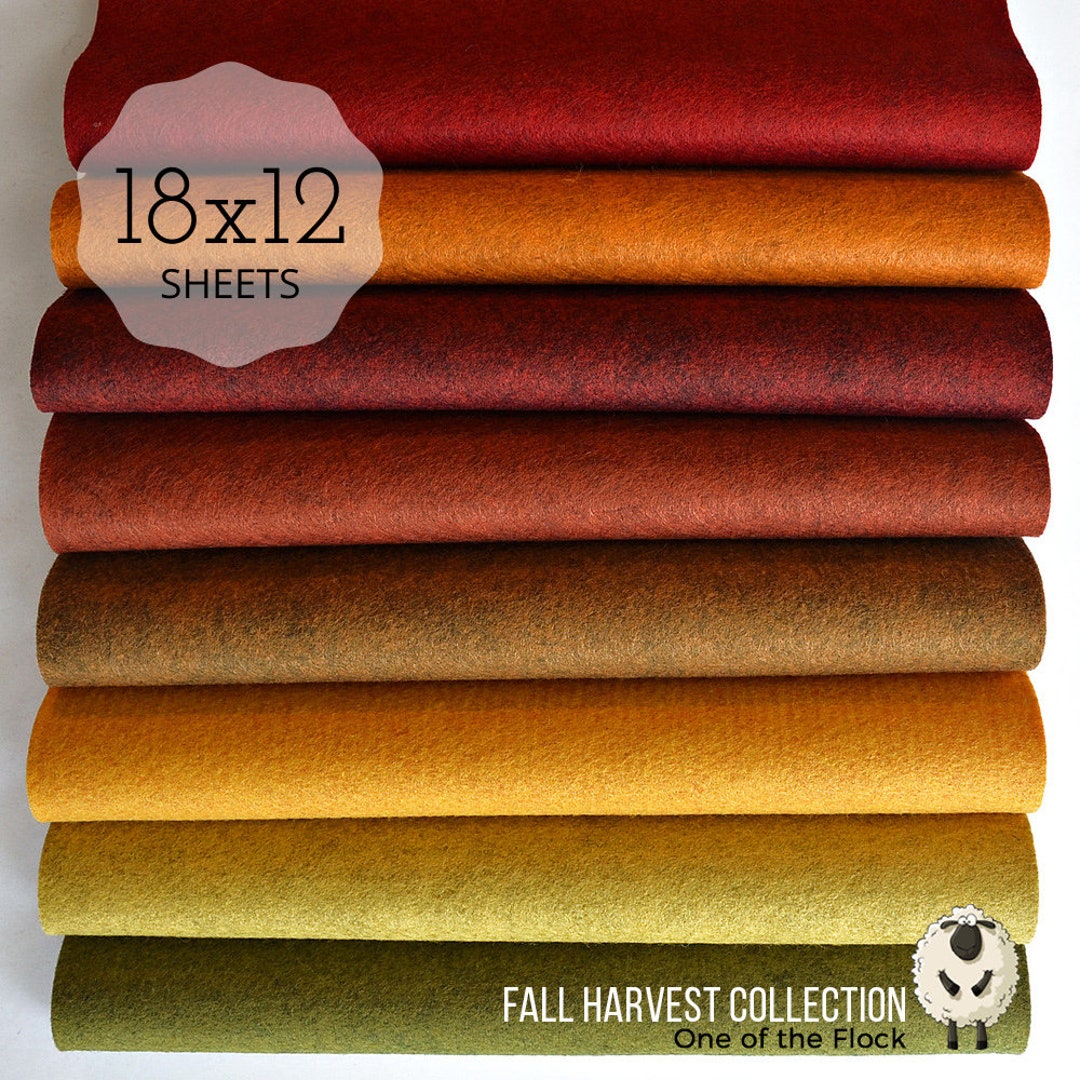 Assorted Colors Wool Felt Sheets, FALL HARVEST Felt Collection, Wool ...
