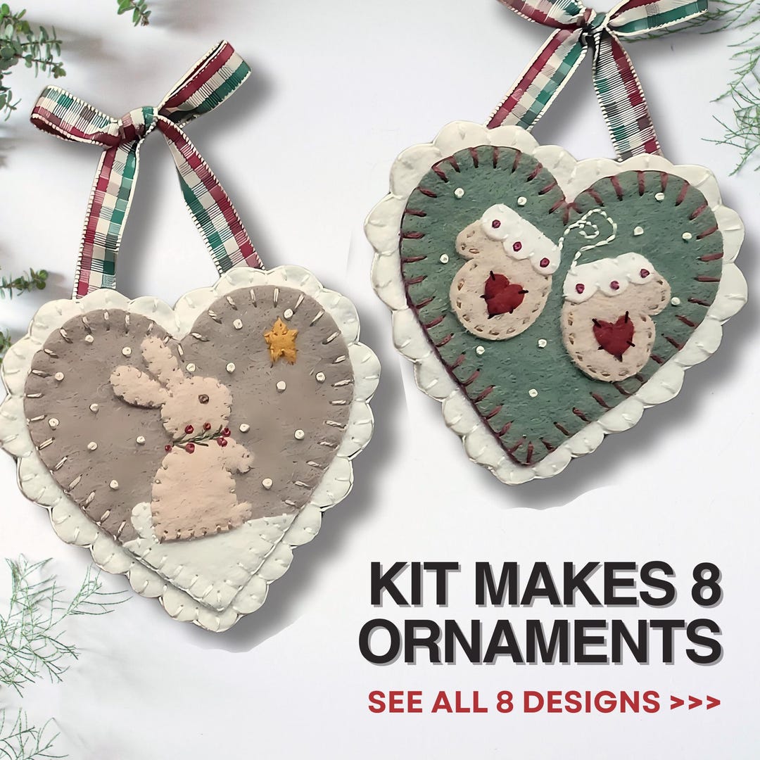 HOLIDAY HEARTS Wool Felt Ornament Kit, Ornament Kit Christmas, Felt ...
