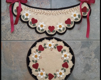 BLOOMING HEARTS All Inclusive Candle Mat Embroidery Kit, Diy Craft Kit ...