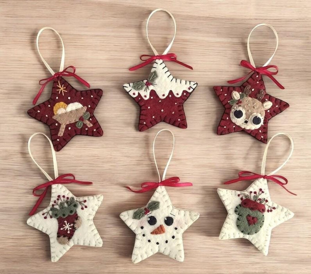 CHRISTMAS STARS Wool Felt Ornament Kit, Ornament Kit Christmas, Felt ...