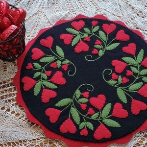 BLOOMING HEARTS All Inclusive Candle Mat, Embroidery, Diy Craft Kit ...