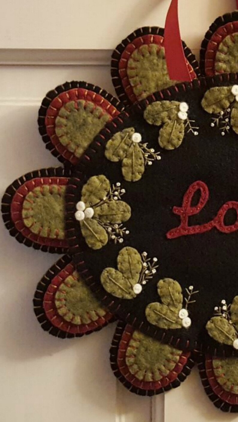 MY CHRISTMAS WISH Love Wool Applique Kit Wool Penny Rug Kit - Etsy