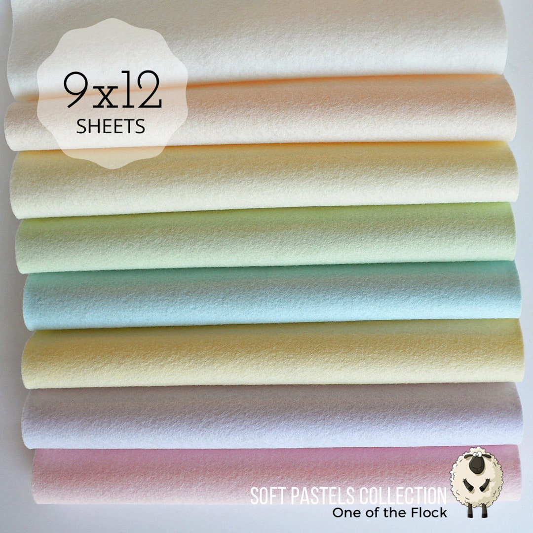 Assorted Colors Wool Felt Sheets, SOFT PASTELS Felt Collection, Wool ...