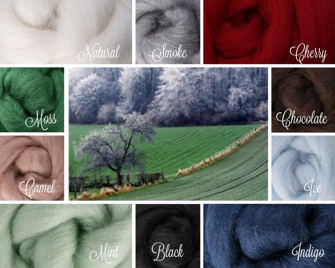 WINTER MINT Color Range, Wool Roving, 5 Ozs. Pack, Wool Roving for ...