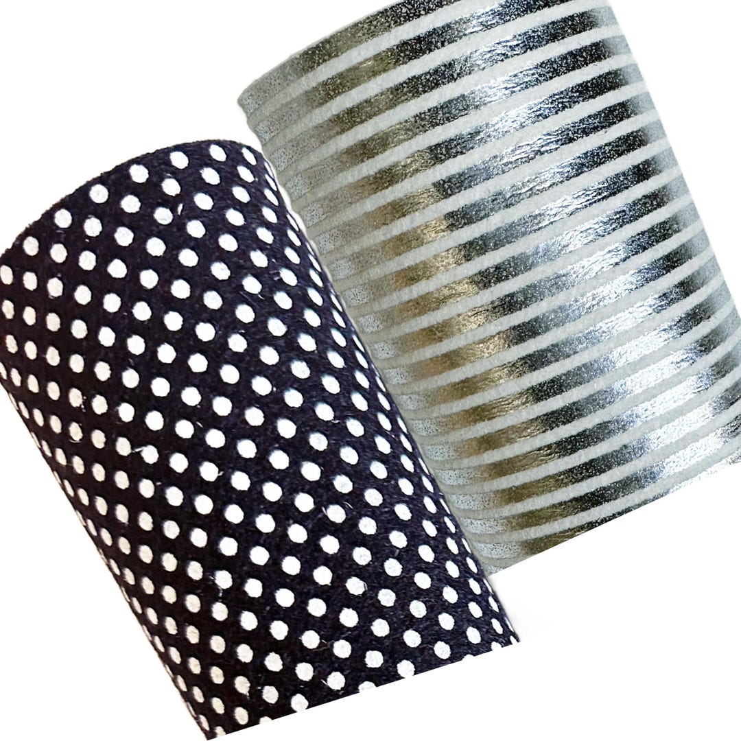 Patterned Merino Wool Felt Sheet, Metallic Polka Dot or Stripes (9x12 ...