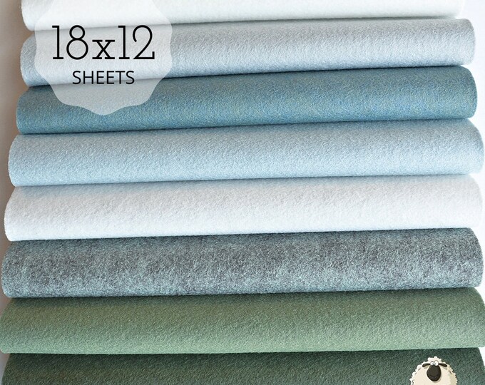 Assorted Colors Wool Felt Sheets, EUCALYPTUS MINT Felt Collection, Wool ...