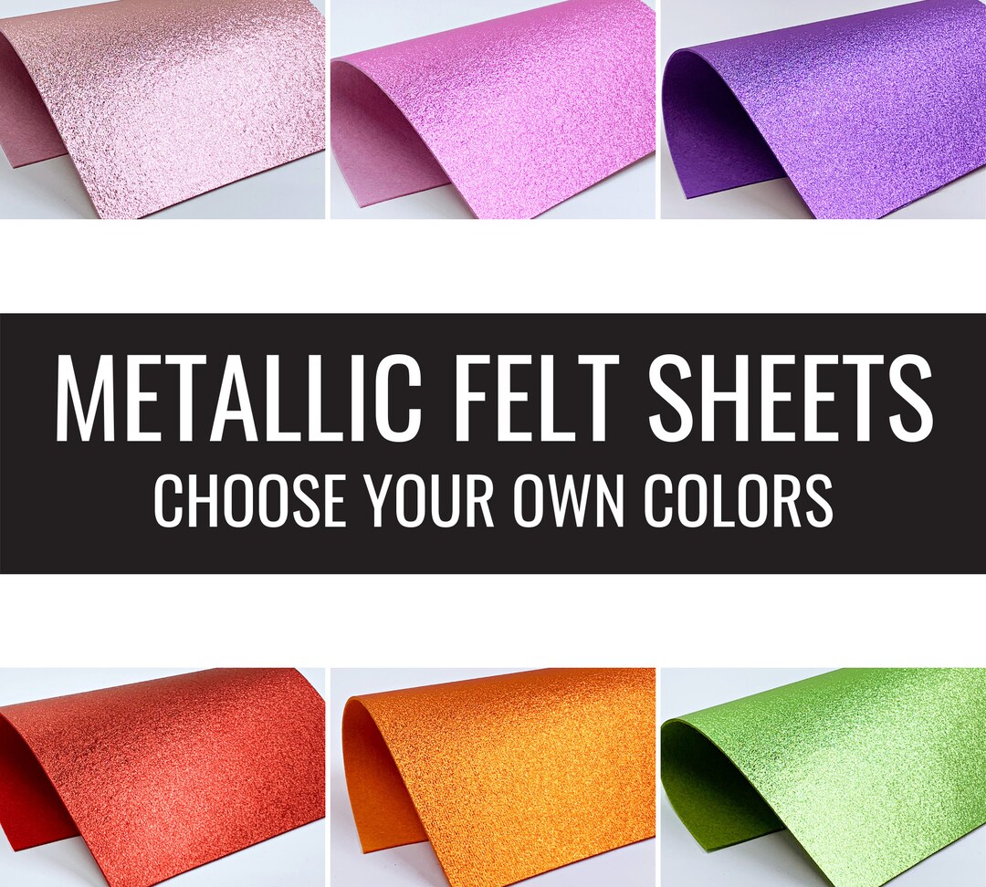 METALLIC Felt, Metallic Wool Felt, Metallic Felt Sheets, Metallic Pink ...