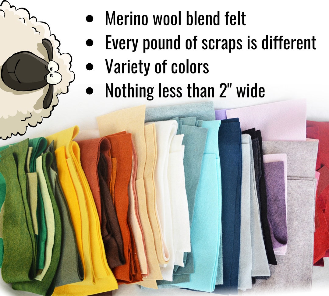 1 POUND FELT Remnants | Felt Scraps | Felt Scrap Bundle | Large Felt ...