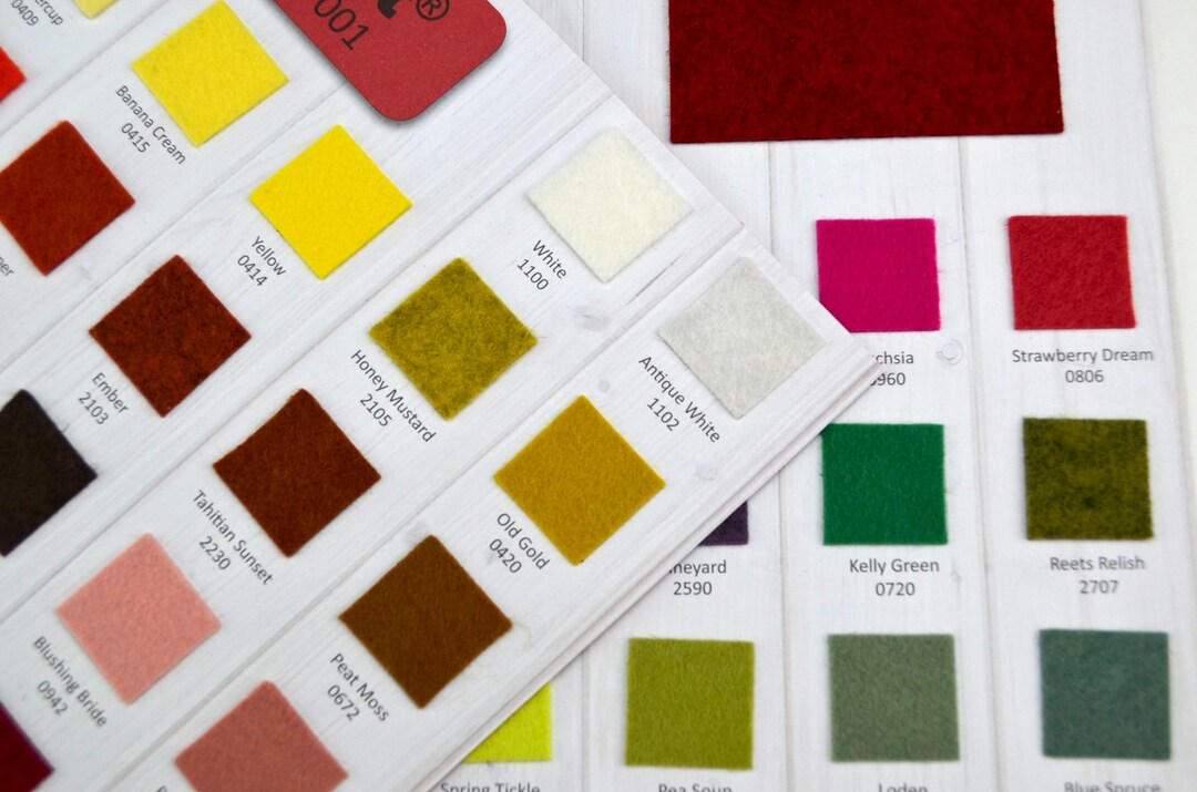 SWATCH CARDS Wool Felt, Wool Blend Felt Color Cards, Felt Sample Cards ...