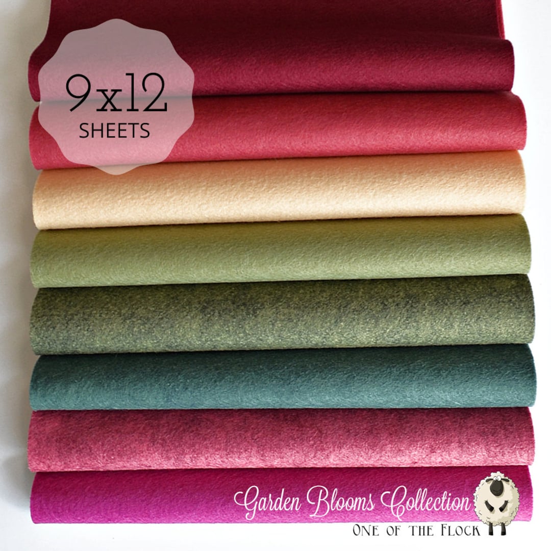 Assorted Colors Wool Felt Sheets, GARDEN BLOOMS Felt Collection, Wool ...
