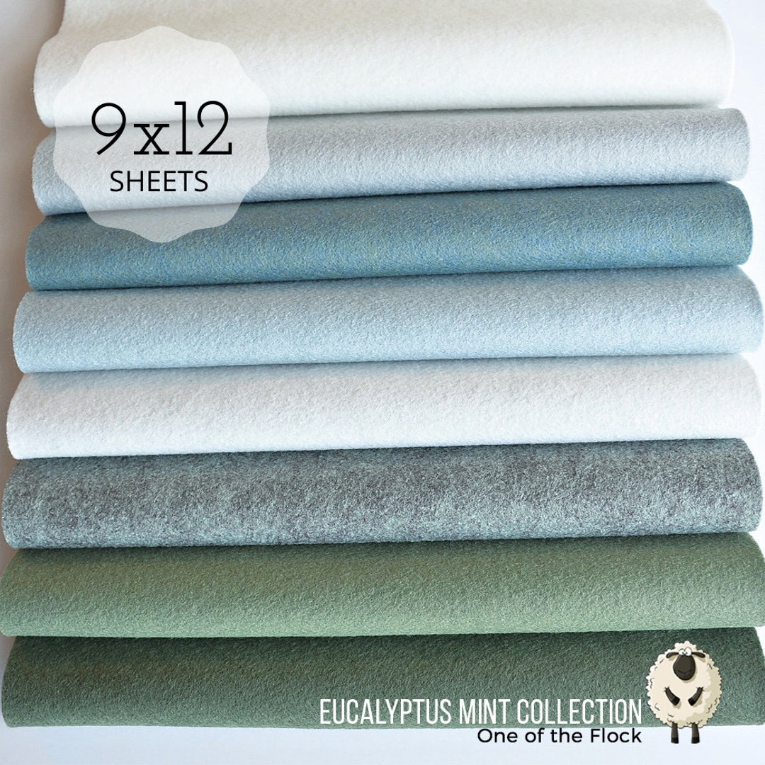 Assorted Colors Wool Felt Sheets, EUCALYPTUS MINT Felt Collection, Wool ...