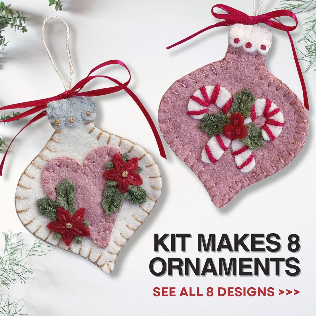 VICTORIAN TREASURES Wool Felt Ornament Kit, Ornament Kit Christmas ...