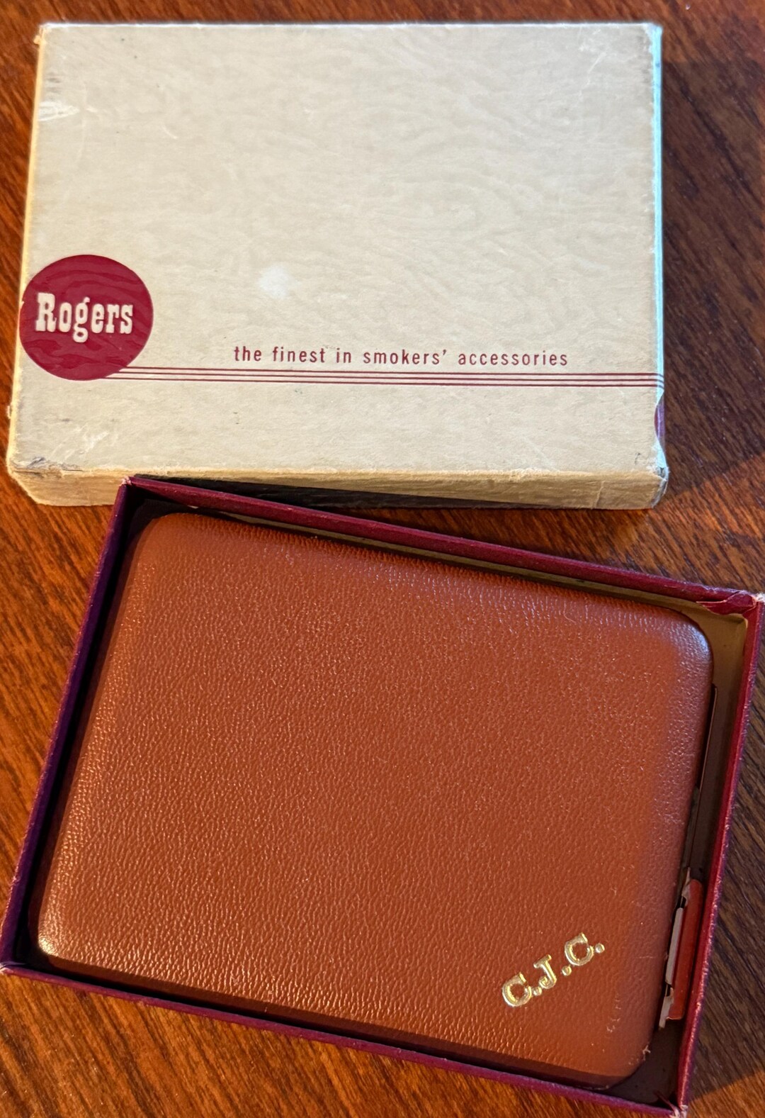 Vintage Rogers Majestic Cigarette Case Tan Leather Monogrammed C. J. C ...