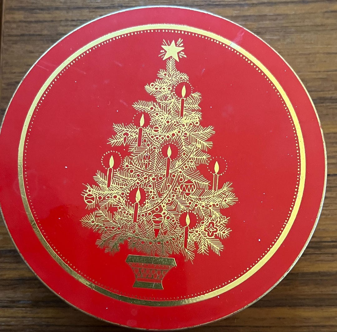 VTG Otagiri Japan Christmas Tree Coaster Set of 6 Red Case Lacquer MCM ...