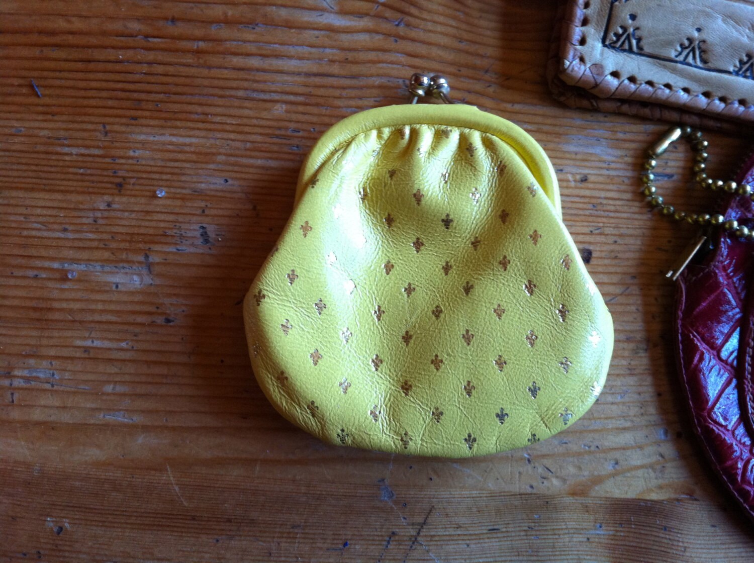 Vintage Leather Coin Purses Red Yellow Indian Style Use as - Etsy