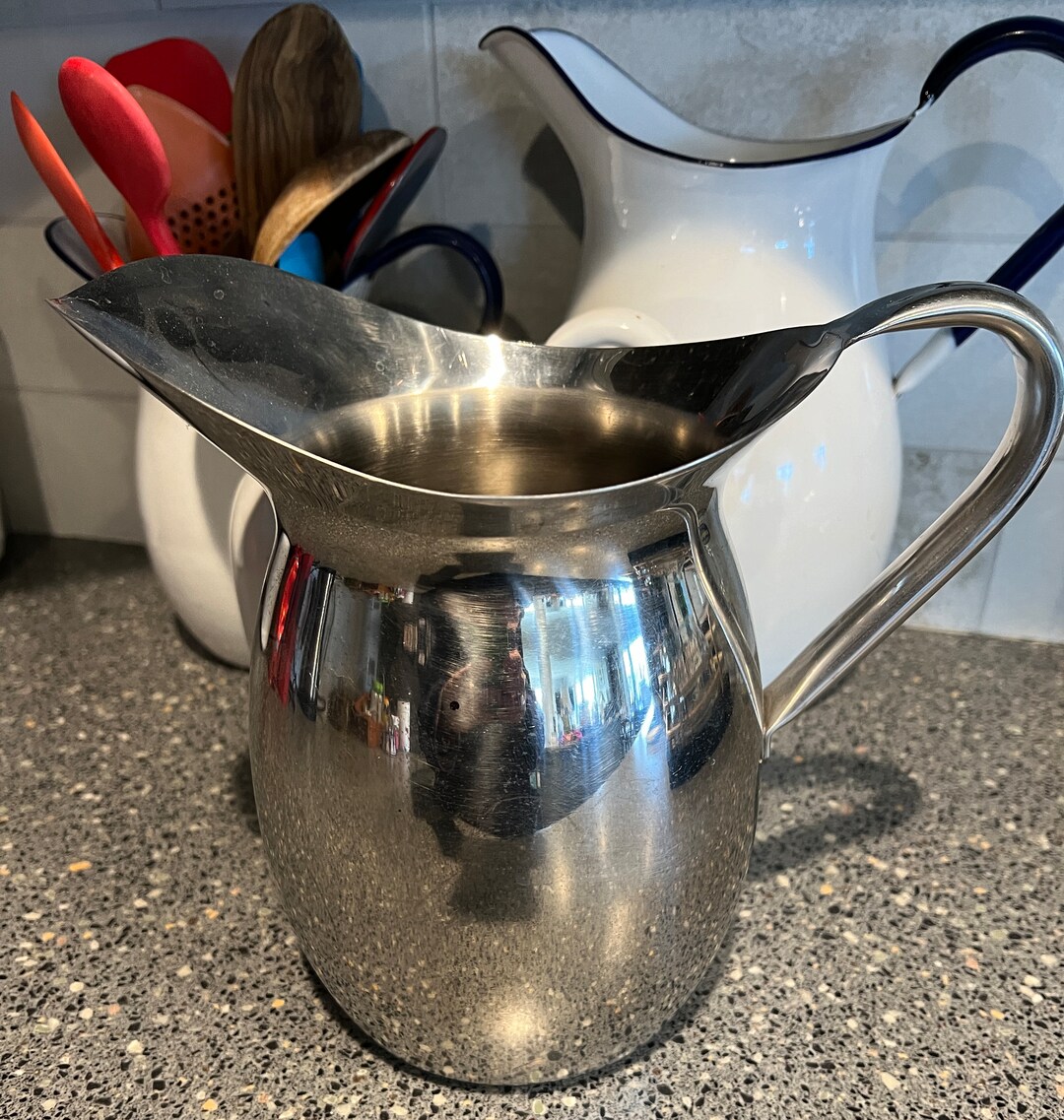 Very Large Vintage Metal Pitcher Perfect for Cut Flowers 9 Inches Tall ...