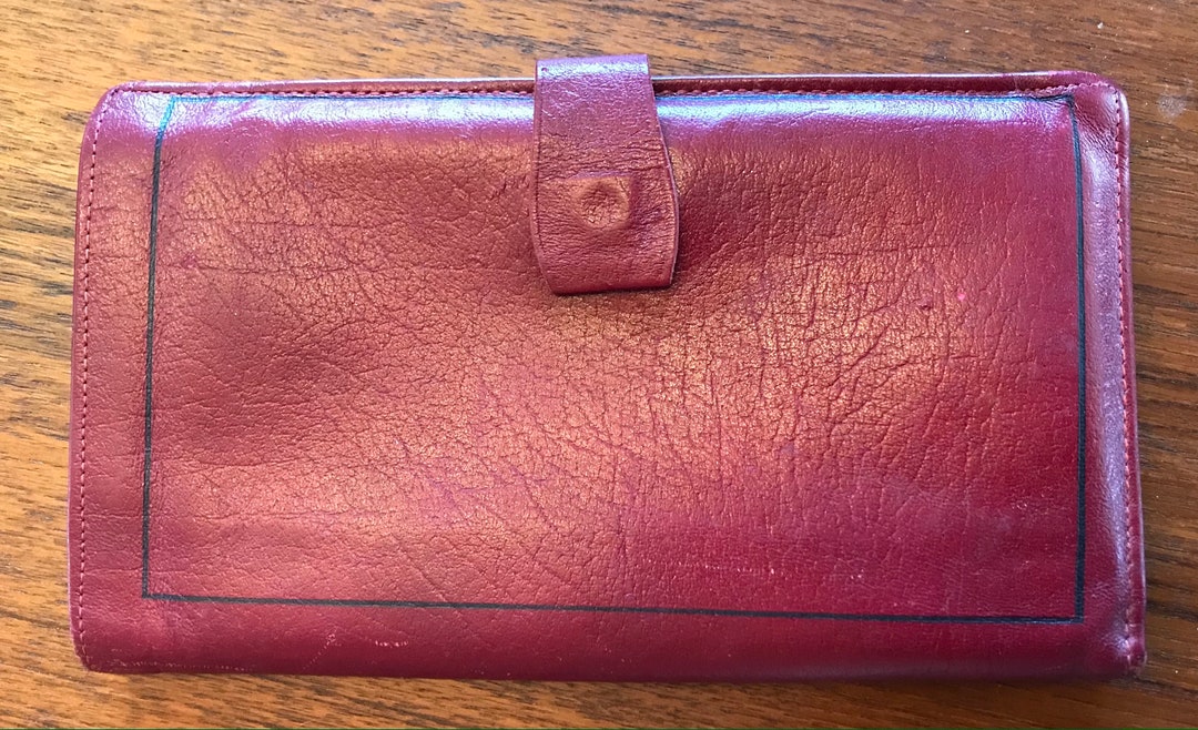 Vintage Red Leather Travel Case Passport Airline Tickets Leather ...