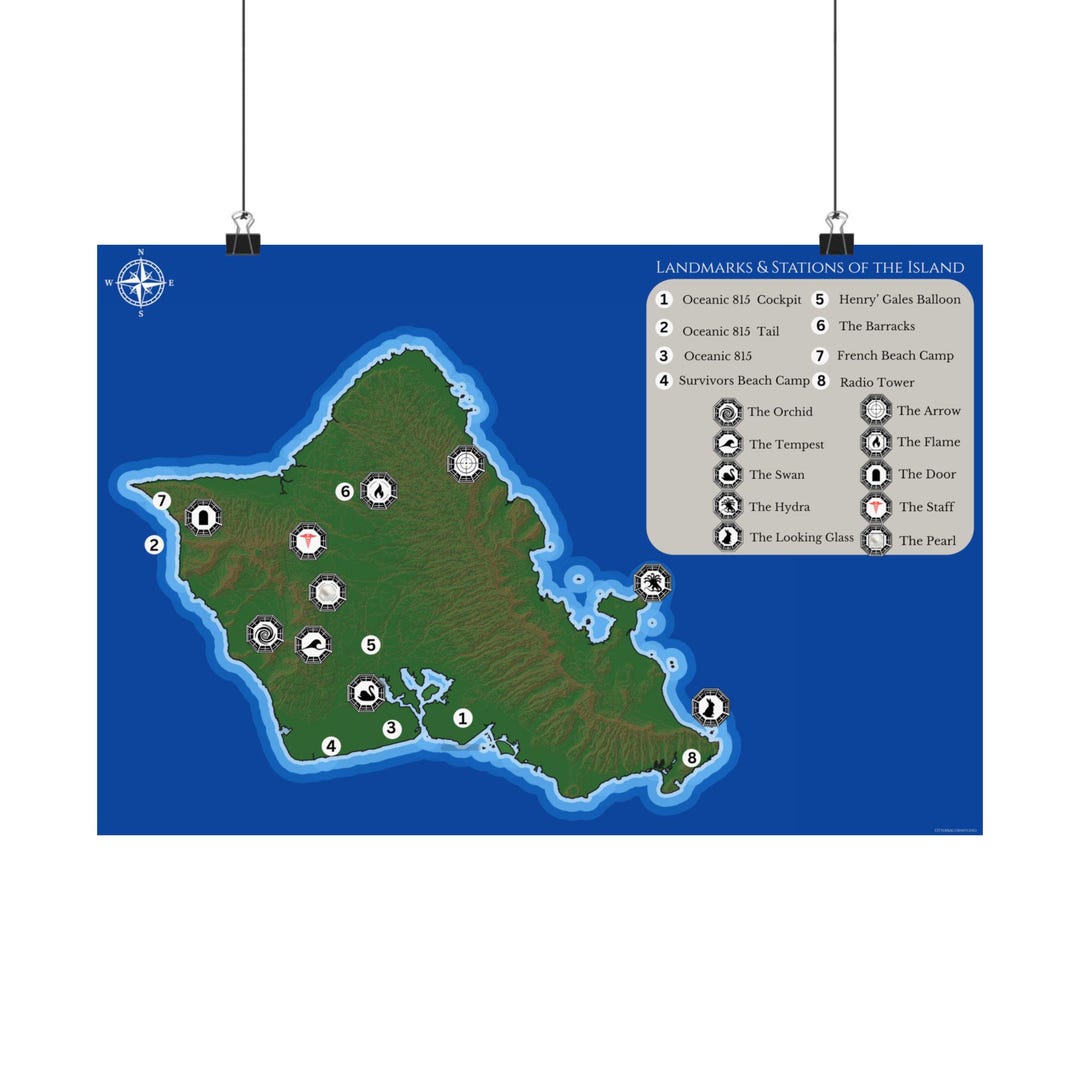 Vintage-inspired Island Map Fan Art Print, Hawaiian Map Poster, Travel ...