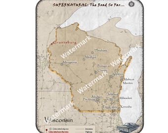 Supernatural the Road so Far Map Poster (seasons 1-15) - Winchester ...