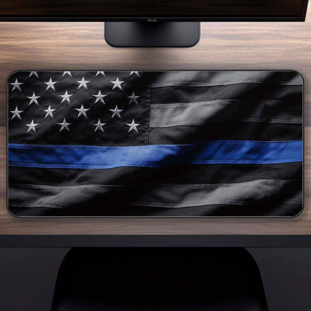 American Flag Desk Mat: Support Law Enforcement - Patriotic Home Office ...