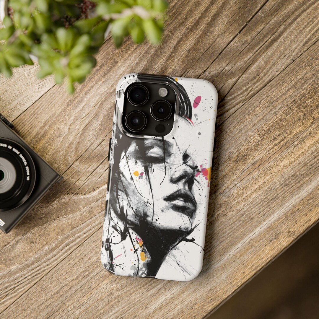 Abstract Female Face Phone Case: Sketch Art, iPhone & Samsung - Etsy