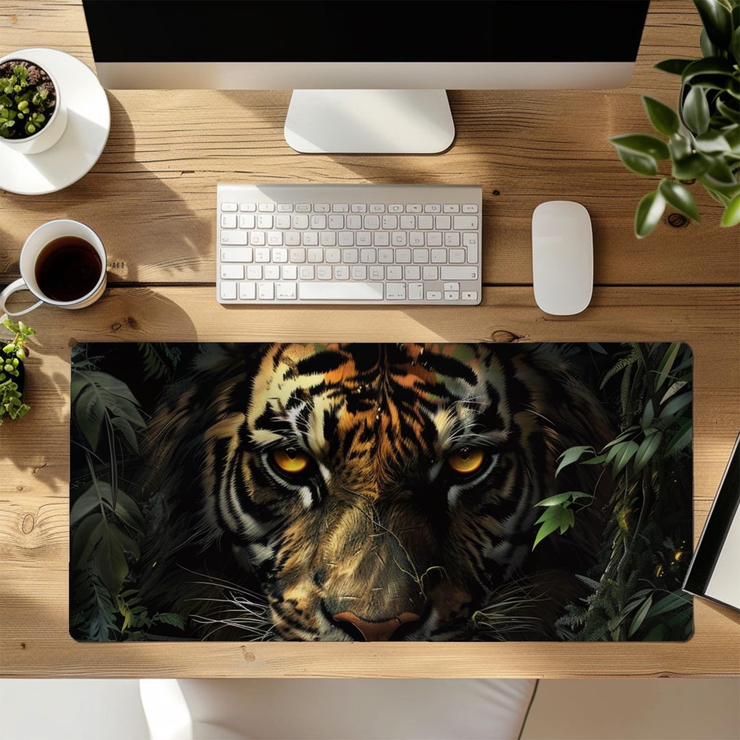 Desk Mat - Majestic Tiger in Jungle, Fierce Animal Lover Gift, Wildlife ...