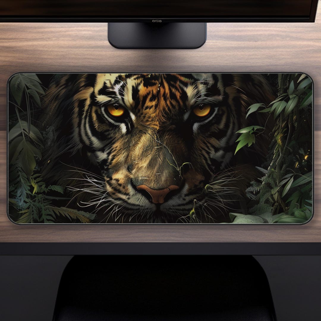 Dark Tiger Desk Mat: Realistic Animal XXL Mouse Pad - Etsy