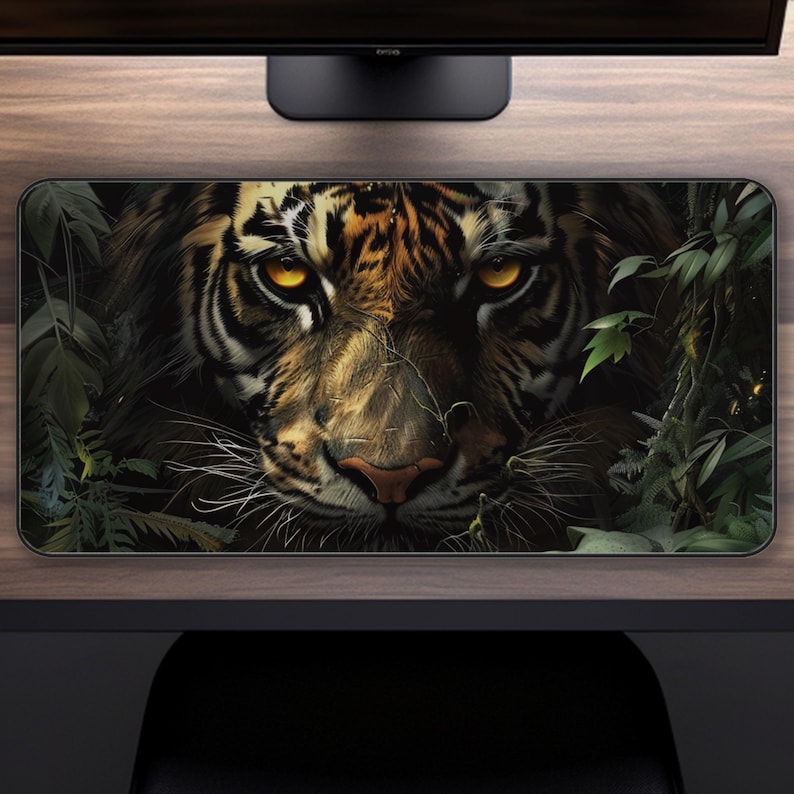Dark Tiger Desk Mat: Realistic Animal XXL Mouse Pad - Etsy