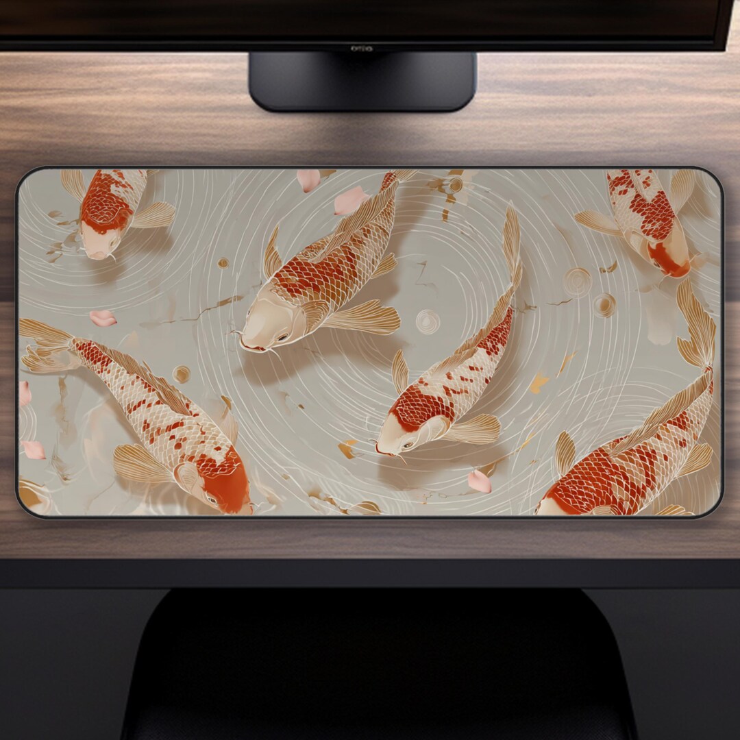 Japanese Koi Fish Desk Mat: Zen Garden Home Office Decor - Etsy