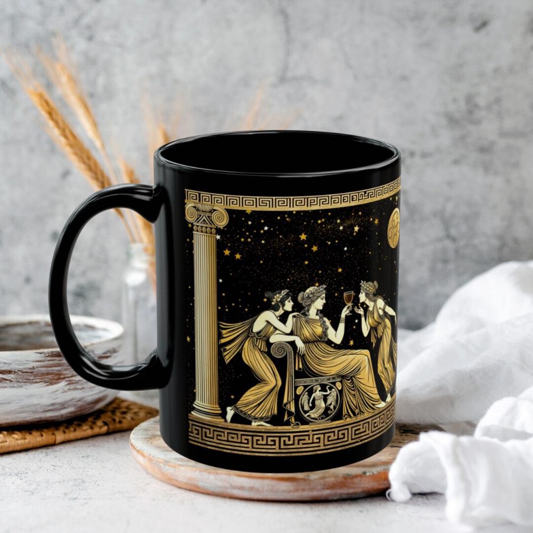 Ancient Greek Mythology Mug - Sappho's Party Mug – Black & Gold Classic ...