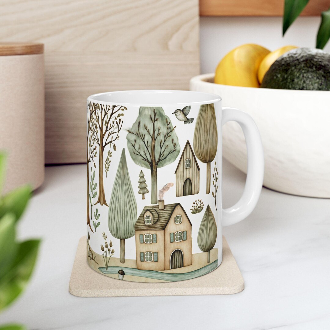 Whimsical Woodland Village Mug – Cozy Forest Design for Nature Lovers ...