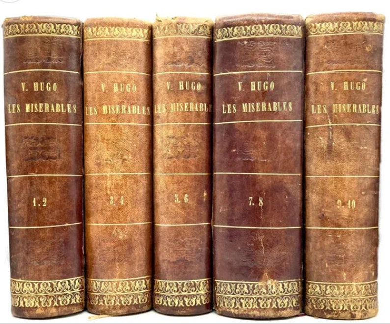 Les Miserables. Victor Hugo, 1st Printing. 1862. 5 Complete Volumes ...