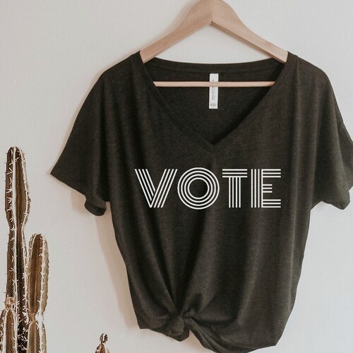 VOTE Shirt Oversized Slouchy V Neck Tee Loose Tshirt Boho Gift - Etsy