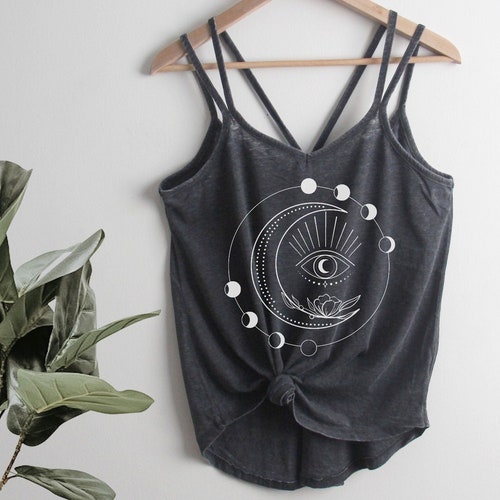 Moon Phases Phase Wide Strappy Tank Top Celestial Ladies Tank - Etsy