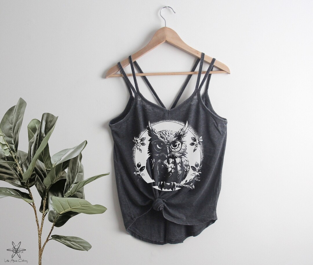 Floral Owl Strappy Tank Top Ladies Shirt Screenprinted Mother's Day ...