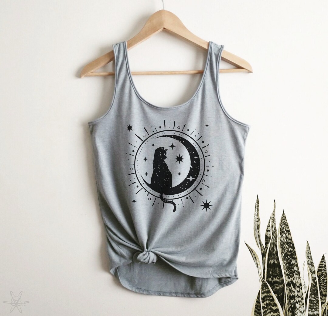 Cat in Moon RELAXED Tank Top Ladies Tank Top Shirt - Etsy