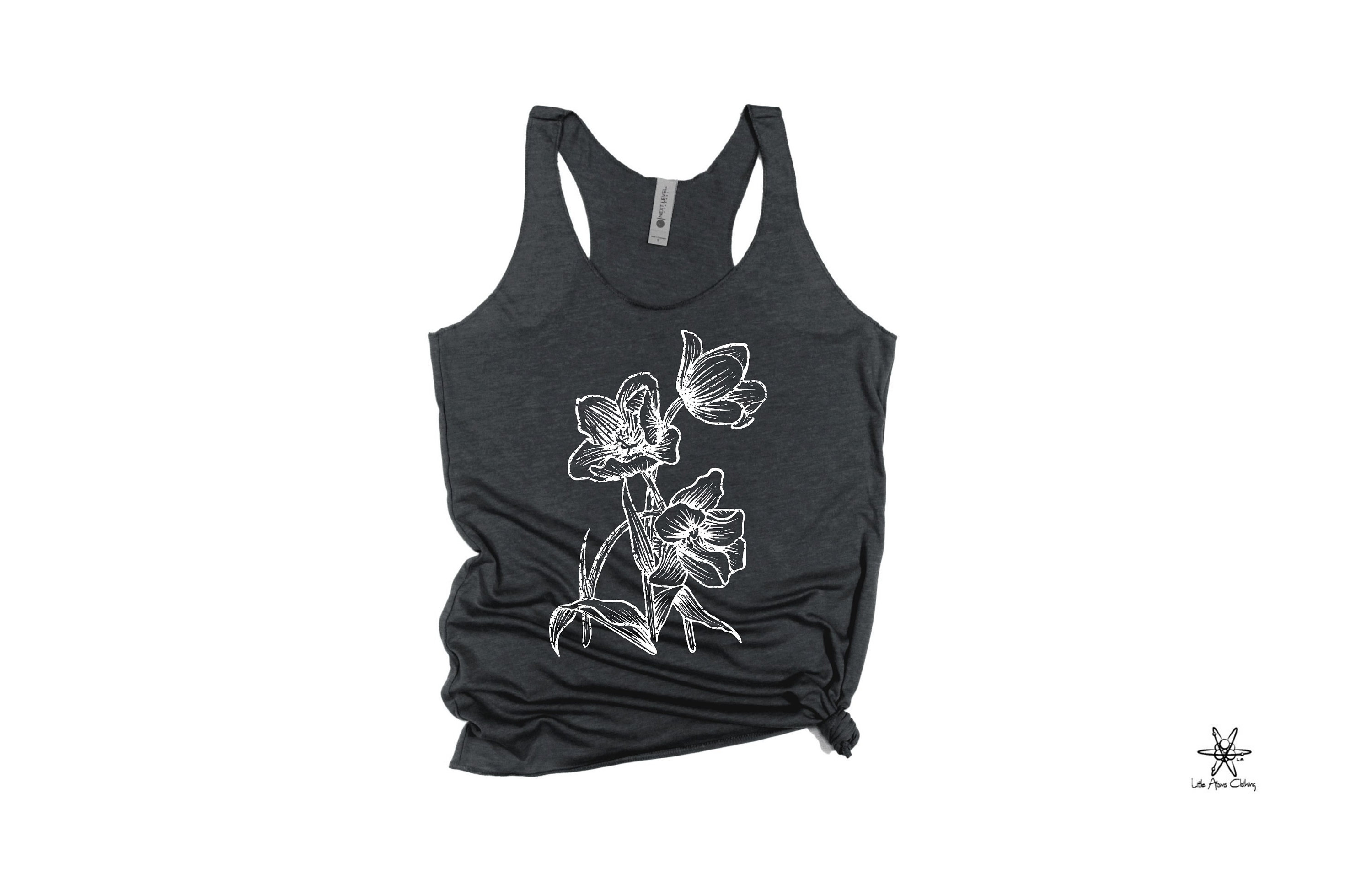 Botanical Flower Tank Top Flower Stems Ladies Heathered Floral | Etsy